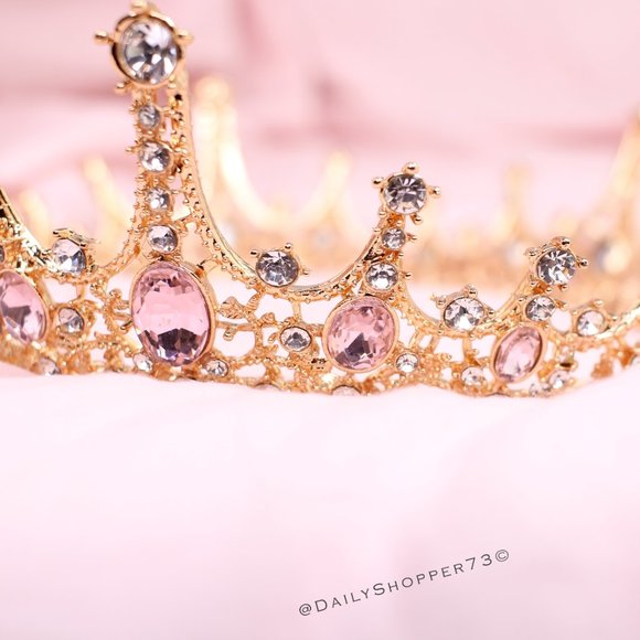 Accessories | Womens Pastel Pink Glass Rhinestone Rose Gold Circlet ...